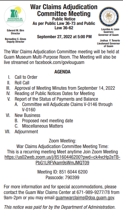 Guam War Claims | DOA
